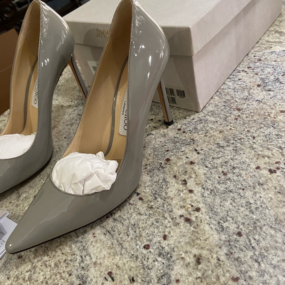 Jimmy Choo Gray Patent Leather Pumps - Gem